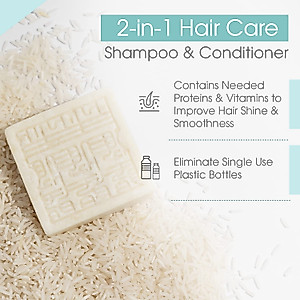 Thrivosh Rice Water for Hair Growth Shampoo Bar – 2 in 1 Shampoo and Conditioner Bar – pH Balanced Vegan Friendly Dry Shampoo Bar for All Hair Types – Anti-Loss and Repairing 100g