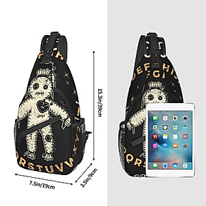 SWEET TANG Casual Sling Backpack Chest Shoulder Ouija Board With A Voodoo Doll Occultism Set Crossbody Backpack, Unbalance Gym Bag Travel Bag Outdoor Hiking Daypack for Men Women Boys