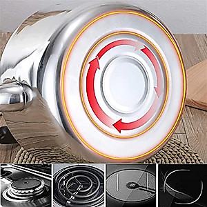 Whistle Teapot Anti-scalding Handle Stainless Steel, 4L Capacity Silver Tea Kettle Simple Design Suitable for All Stoves in The Kitchen