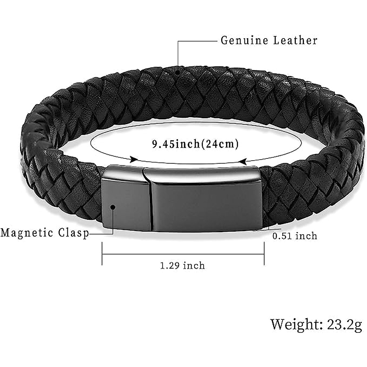 mingkejw Urn Bracelet for Ashes Cremation Jewelry for Women Men Cuff Bangle Braided Leather Wristband Mmeorial Bracelet Keepsake Jewelry,Black 24cm