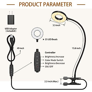 iZELL Desk Lamp, [3 Color Modes & 10 Brightness] LED Reading Light with Clamp, Flexible Gooseneck Book Light for Kids Reading Book in Bed at Night Clip on Table, Headboard, Dorm, Zoom Meetings