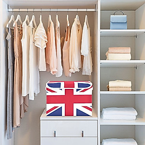 ALAZA British Flag Patriotic Storage Baskets Collapsible Storage Bins with Lids,Foldable Storage Boxes Clothes Baskets for Organizing Bedroom,Toys,16.5x12.6x11.8 Inch