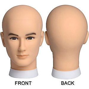 Newshair Bald Mannequin Head Male Wig Head Professional Cosmetology for Wig Making and Display Hat Helmet Glasses or Masks Display Head Model with Free Clamp Stand