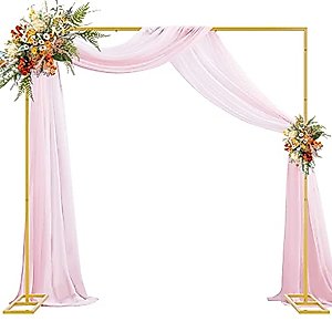 Wokceer 8x8FT Backdrop Stand Heavy Duty Pipe and Drape Kit with Base, Square Adjustable Backdrop Stand for Wedding Birthday Party Photo Booth Background Photography Exhibition Decoration