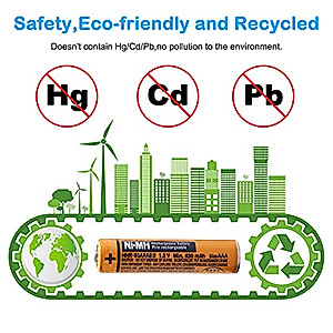 pingju NI-MH AAA Rechargeable Battery 1.2V 630mah 4-Pack AAA Batteries for Panasonic Cordless Phones, Remote Controls, Electronics