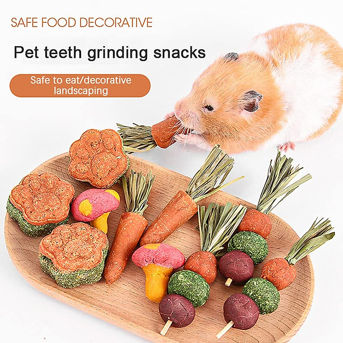 Eyomii Small Pet Molar Supplies Hamster Treats Rabbit Chew Toys Small Animal Chew Carrots All Natural Nutritious Molar Toys for Rabbit/Hamster/Guinea Pigs
