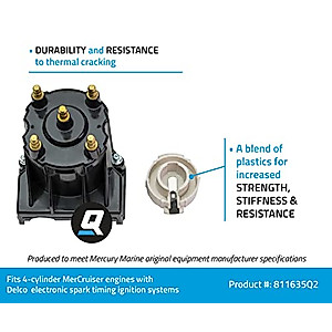 Quicksilver 811635Q2 Distributor Cap Kit for Select Marinized 4-Cylinder Engines by General Motors with Delco EST Ignition Systems