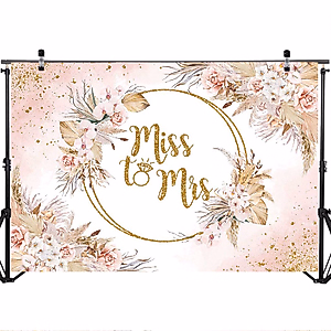 Mocsicka Boho Miss to Mrs Backdrop Bridal Shower Engagement Party Decorations Boho Floral Wedding Bride to Be Engagement Photography Background (7x5ft)