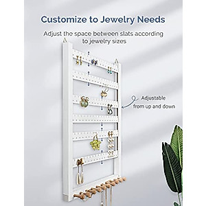 Mymazn Easy Assemble Solid Beech Wood Earring Hanging Necklace Holder Hanger Wall Mount Jewelry Organizer Rings Scruncies Organization