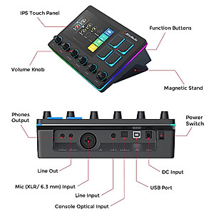 AVerMedia Live Streamer AX310 - Creator Control Center, 6 Track Audio Mixer with IPS Touch Panel, Trigger Actions on OBS, Streamlabs, Spotify, VTube, Twitch, ​YouTube, and more