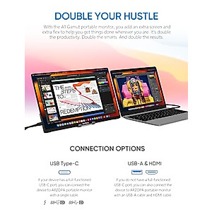 ARZOPA Portable Monitor 15.6'' FHD 1080P Portable Laptop Monitor IPS Computer External Screen USB C HDMI Display for PC MAC Phone Xbox PS5- A1 GAMUT