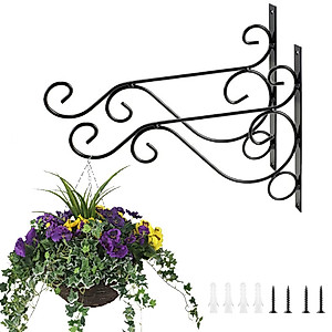 MTB Metal Hanging Plant Brackets 12 inches x 9 inches, Pack of 2, Wall Mount Plant Hangers, Planter Hooks for Flower Baskets, Bird Feeders in Corridor/Patio/Porch/Garden