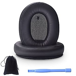 Replacement Ear Pads Cushions, Earpads Compatible with Audio-Technica ATH-SR9 ATH-DSR9BT ATH-DSR7BT Headphones Earpads with Soft Protein Leather (Black)
