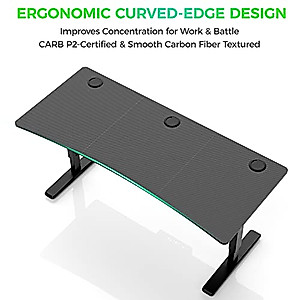 EUREKA ERGONOMIC 63 Inch Large Manual Height Adjustable Gaming Computer Desk, Home Office Studio Table Dual 3 Monitor Curved Edge Gifts 60 + w/Full Desk Mouse Pad Controller Stand Cup Headset Holder