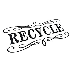 BERRYZILLA Trash Recycle Vinyl Decal Set 5.5" x 2.5" for Kitchen Cabinet Door Stainless Steel Trash Cans Elegant Script Handwriting Lettering Art Decor Sticker