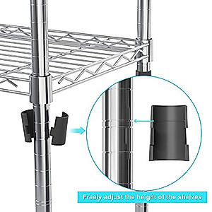 Auslar 4-Shelf Storage Shelves with Casters Heavy Duty 4 Tiers Rolling Cart Utility Racks Adjustable Wire Metal Shelving, Chrome