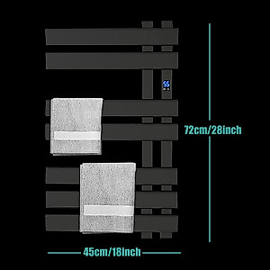 Electric Towel Rail, Bathroom Radiator, Wall Mounted Towel Warmer and Towel Dryer Made of Aluminium Alloy with Timer Temperature Control Anthracite, Black (Black) Beautiful Scenery