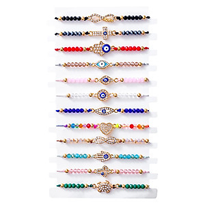 BONITTER 24/12 PCS Evil Eye Bracelets Pack For Women Mexican Braclets Set Protection Amulet Anklets Jewelry Gift