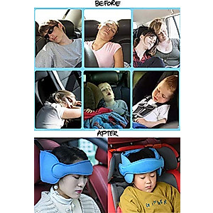 Adjustable Car Seat Head Support Band for Children/Adult,Offers Comfortable Safe Sleep Solution and Safety Protection,Neck Support(Light Blue)