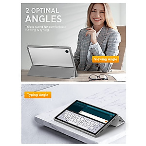 MoKo Case Fits Samsung Galaxy Tab A8 10.5 Inch 2022 (SM-X200/SM-X205/SM-X207), Tablet Case Transparent Back Cover with Auto-Wake Fit Samsung Galaxy Tab A8 2022, Marble White