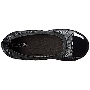 The Children's Place,girls,Ballet Flat,and Toddler Ballet Flats,Black Quilted,2 Big Kid