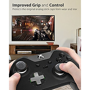 Fosmon [Set of 4] Analog Stick Joystick Controller Performance Extended Thumb Grips for Xbox One | One X | One S | One Elite | Series X/S (Solid Black)