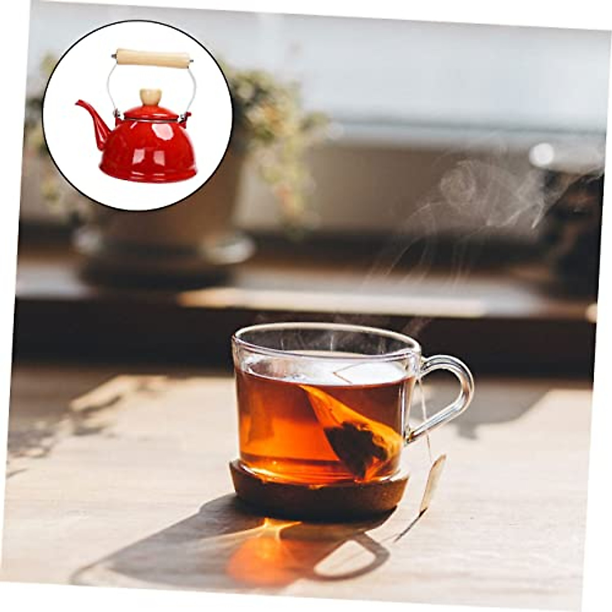 MAXBUS 1pc Kettle Red Kettle Ceramic Tea Pot Red Coffee Maker Boiling Teapot Pottery Ceramic Coffee Pot Decorative Teapot Kitchen Teapot Cold Water Teakettle Make Tea Red Stainless Steel