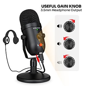 Podcast Microphone for Phone/Pad/PS4,Condenser Recording USB Microphone for Computer,Metal PC Microphone for Gaming,ASMR,YouTube,Streaming Mic Kit with Noise Cancelling for Laptop MAC or Windows