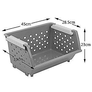 Ggbin 3-Pack Plastic Stackable Storage Bins, Gray Multi-functional Stacking Basket