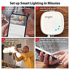 Sengled Smart Light Bulb Starter Kit, Smart Bulbs that Work with Alexa, Google Home, Color Changing Light Bulb, Alexa Light Bulbs, A19 E26 Dimmable Bulbs 800LM, 8.6W (60W Equivalent), 2 Pack with Hub