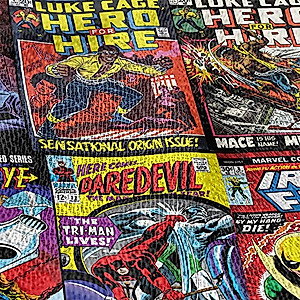 LOGOVISION Marvel Comic Blanket, 50"x60" Misc. Comic Collage Woven Tapestry Cotton Blend Fringed Throw