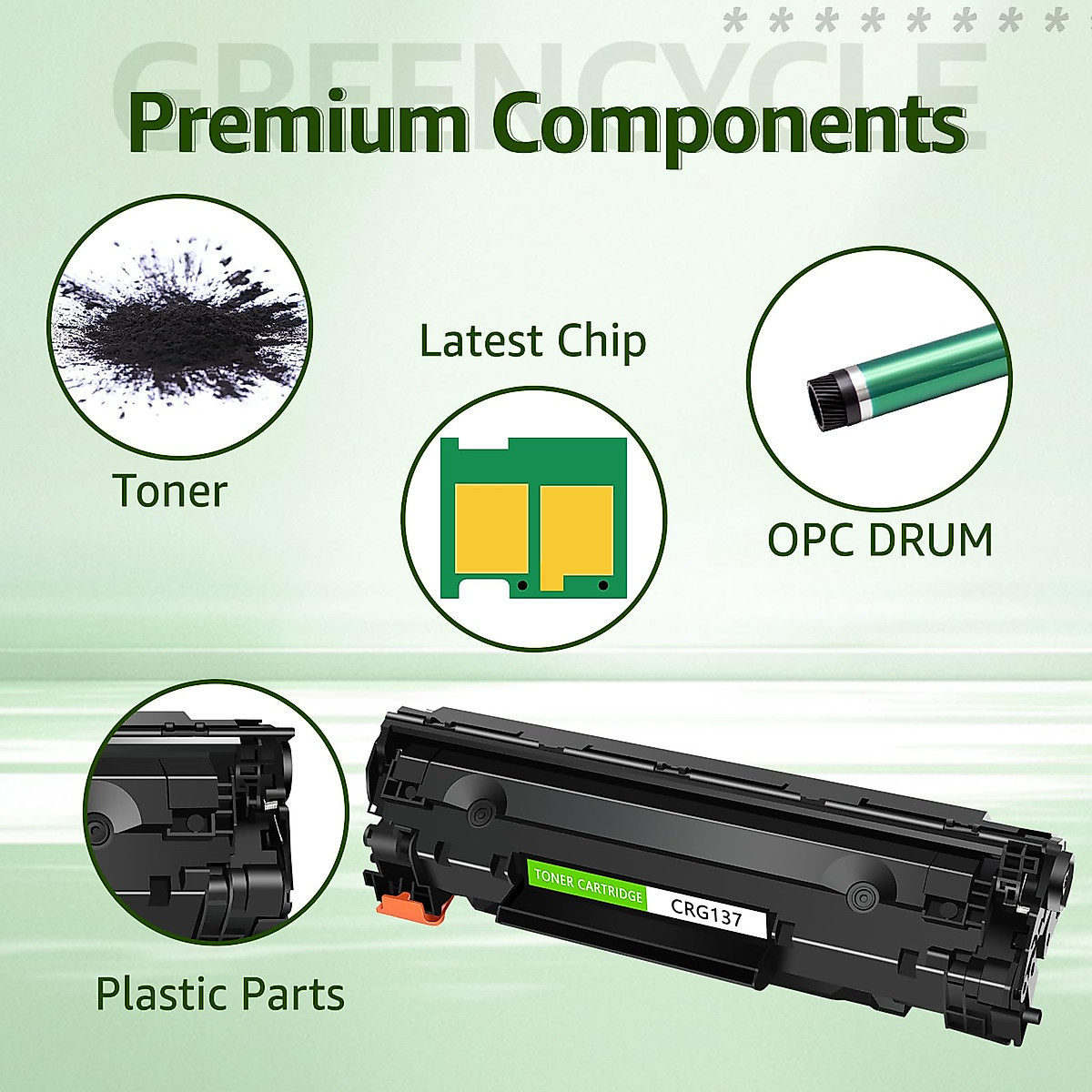 GREENCYCLE Compatible C137 CRG137 CRG 137 Toner Cartridge Replacement for Canon ImageClass MF227dw MF216n MF247dw MF249dw MF229DW MF212W MF232W D570 Laser Printer (Black,4 Pack)