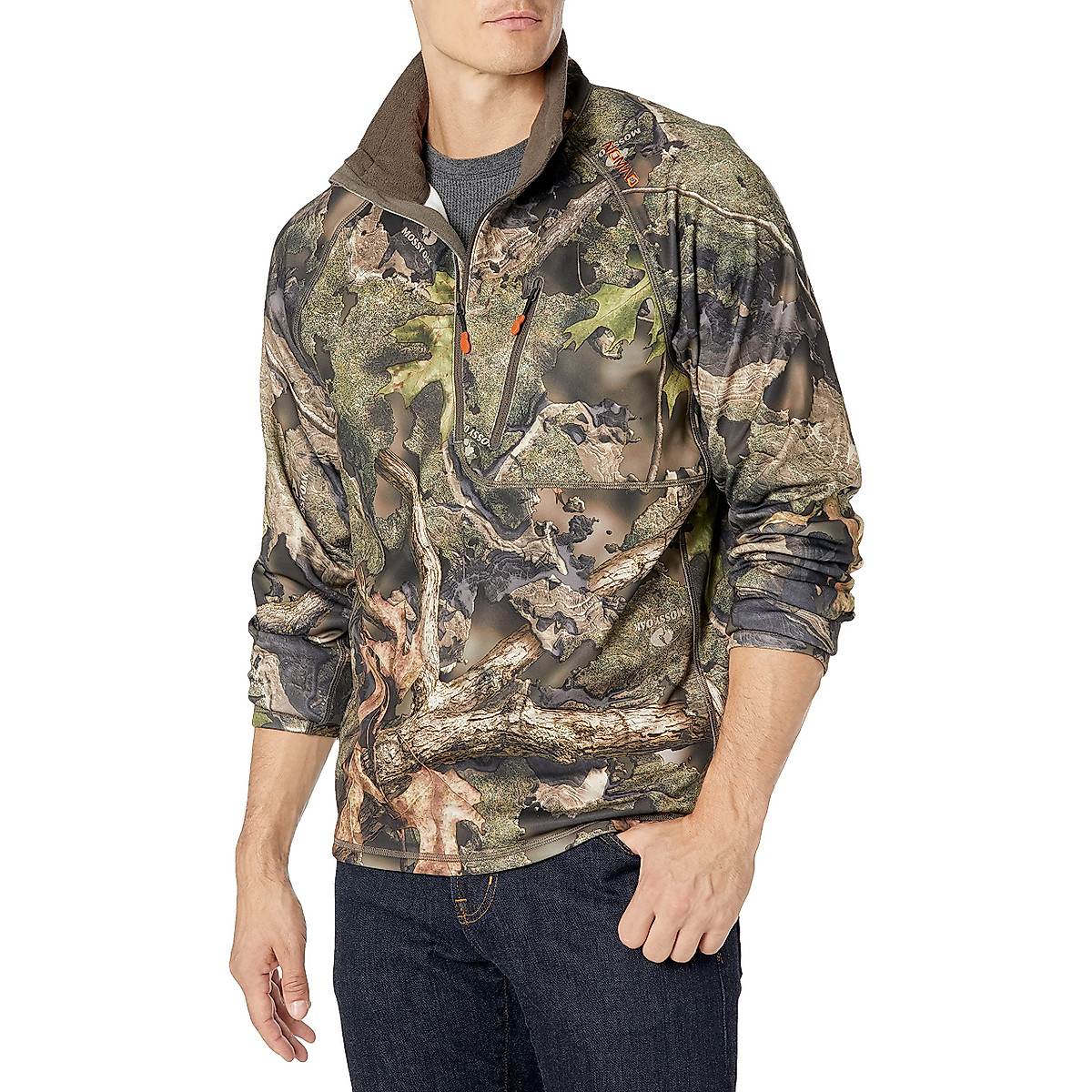 Nomad mens Utility 1/2 Zip | Wind Resistant Pullover Hunting Jacket, Mossy Oak Droptine Camo, XX-Large