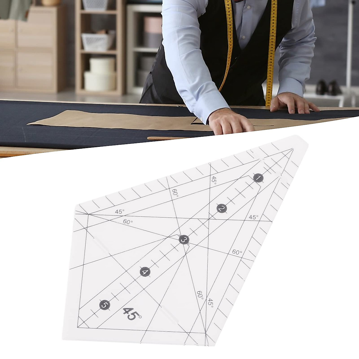 45 Degrees Quilting Ruler - Clear Sewing Ruler for Precise Measurements - Sturdy Plastic Quilting Ruler for Sewing Supplies - Transparent and Durable Sewing Ruler(16in)