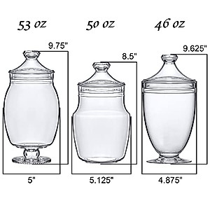 Amazing Abby - Keep - Acrylic Apothecary Jars (3-Piece Set), Plastic Jars with Lids, Bathroom Canisters, Vanity Organizers, Candy Buffet, Wedding Display, BPA-Free and Shatter-Proof