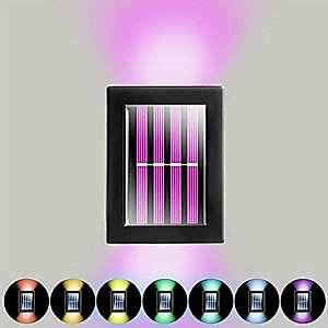 CIPACHO Solar Deck Lights,Outdoor Garden Wall Light up and Down Lamp,2 Pack LED Solar Fence Lights,Patio Decor for Post Yard Porch and Driveway,Waterproof. (Colour)