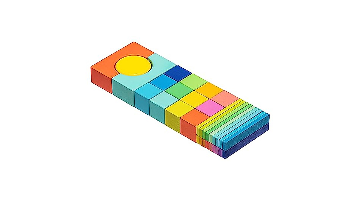 Lovevery The Block Set: 70 Wooden Blocks for STEM & Creative Play