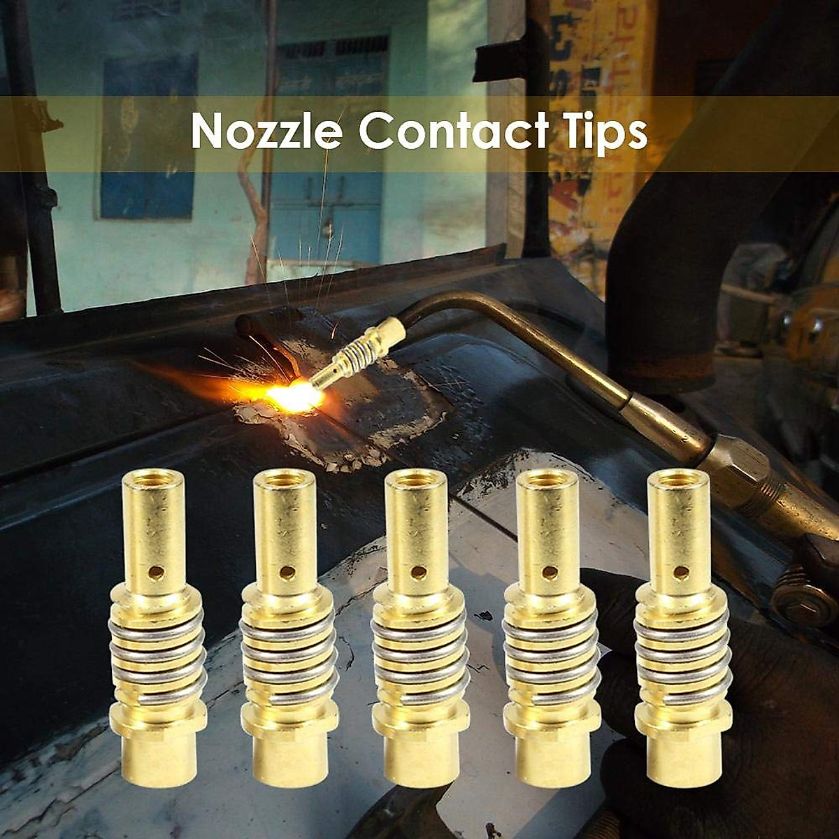 15AK Nozzle Contact Tip Connector for Binzel Gas Diffuser MIG Welder (5pcs)