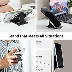 ergomi Tarzan Pro Magnetic Phone Stand, Multi-Angle Adjustable Device Holder, Foldable PU Leather Desktop Stand for Phone, e-Reader, Zooming, Reading with Ergonomic Viewing Angle, Slim & Steady(Black)