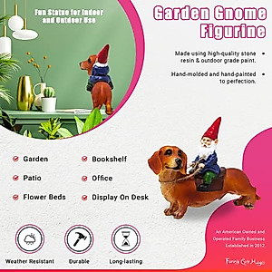 Funny Guy Mugs Gnome and a Dachshund Garden Gnome Statue- Indoor/Outdoor Garden Gnome Sculpture for Patio, Yard or Lawn