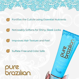 Pure Brazilian Deep Conditioning Masque with Brazilian Keratin, Acai & Arginine, Deep Conditioner Hair Treatment, 8 Fl Oz