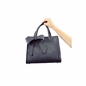 Women’s Tote Purses and Handbags Bow Tie Leisure Top-Handle Cross-body Shoulder Bags (Black)