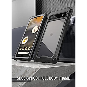 Poetic Guardian 6FT Drop Tested Case for Pixel 6A 5G - Built-in Screen Protector, Full Body Hybrid Shockproof, Black/Clear