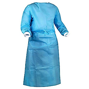 120-Pack Level 2 Disposable Isolation Gown BH Supplies Fully Closed Double Tie Back and Front, PP & PE 40g, Knitted Cuffs, Fluid Resistant, AAMI Level 2, Unisex - Individually seal
