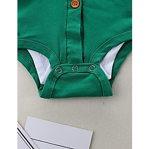 KANGKANG St Patricks Day Baby Boy Outfit 3-6 Months My First St Patricks Day Baby Boy Outfit Bodysuit Green Romper Lucky Pants