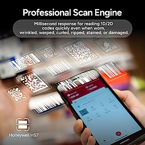 MEFERI ME61 Android Barcode Scanner with Charging Cradle, Compatible with Honeywell HS7 Scan Engine, PDA Handheld Mobile Computer, 1D 2D QR, Wi-Fi 4G BT GPS NFC, 6" Full-Screen, PDA for WMS