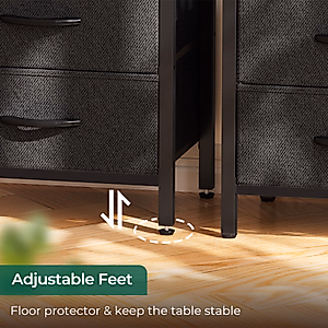 Huuger Nightstand with Charging Station, 27.6 Inch Side Table with Fabric Drawers, End Table Bedside Table with USB Ports and Outlets, Night Stand for Bedroom, Charcoal Gray