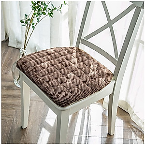 ETULLE 1/2/4 Packs Chair Cushion Solid Color Dining Chair Pad with Ties, Kitchen Non-Slip Chair Pad Soft Seat Cushion with Machine Washable Cover (Color : Coffee, Size : Set of 4)