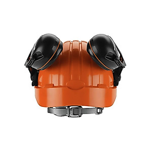 Husqvarna 592752601 Chainsaw Helmet with Metal Mesh Face Shield, Adjustable Ear Muffs for Hearing Protection, and Sun Peak, HDPE Forestry Helmet Shell, Orange