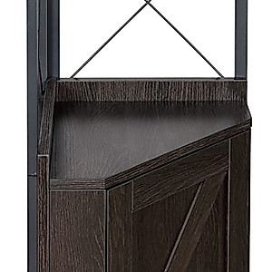 Finnhomy Corner Shelf with Cabinet, 71 Inches Multipurpose Corner Bookshelf, Corner Shelf Stand Display Rack, Corner Storage Shelves for Bedroom, Living Room, Kitchen, Bathroom, Dark Gray